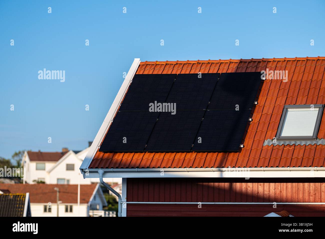 Solar cell modules on roof top Stock Photo - Alamy