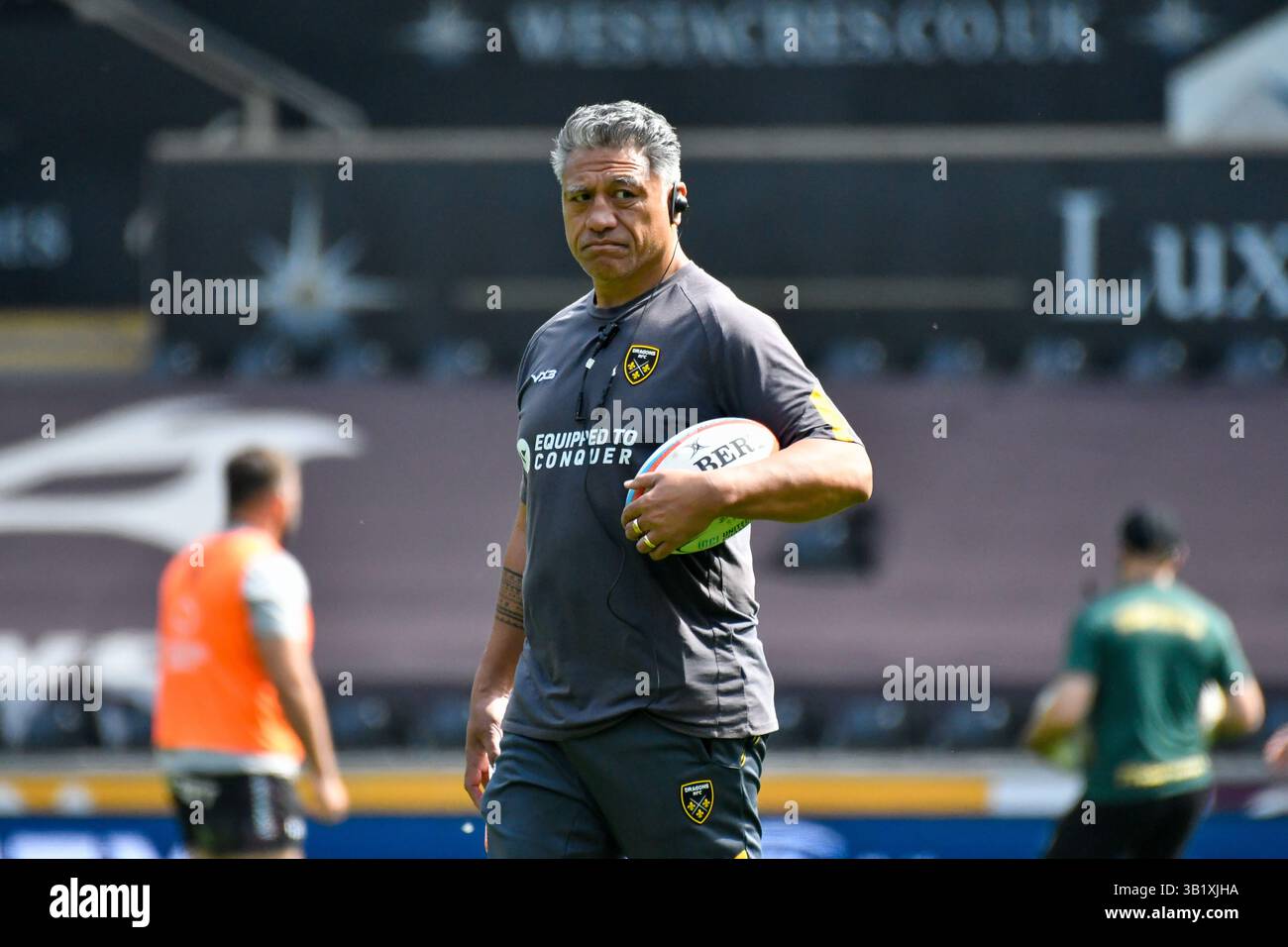 Swansea, Wales. 26 April 2025. Filo Tiatia Dragons RFC Head Coach ...