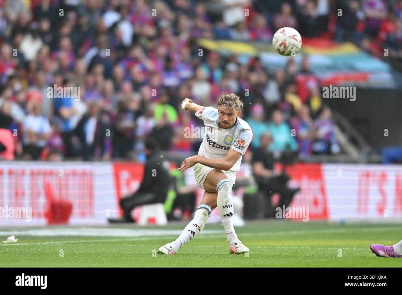 Matty Cash (2 Aston Villa) crosses the ball during the Emirates FA Cup ...