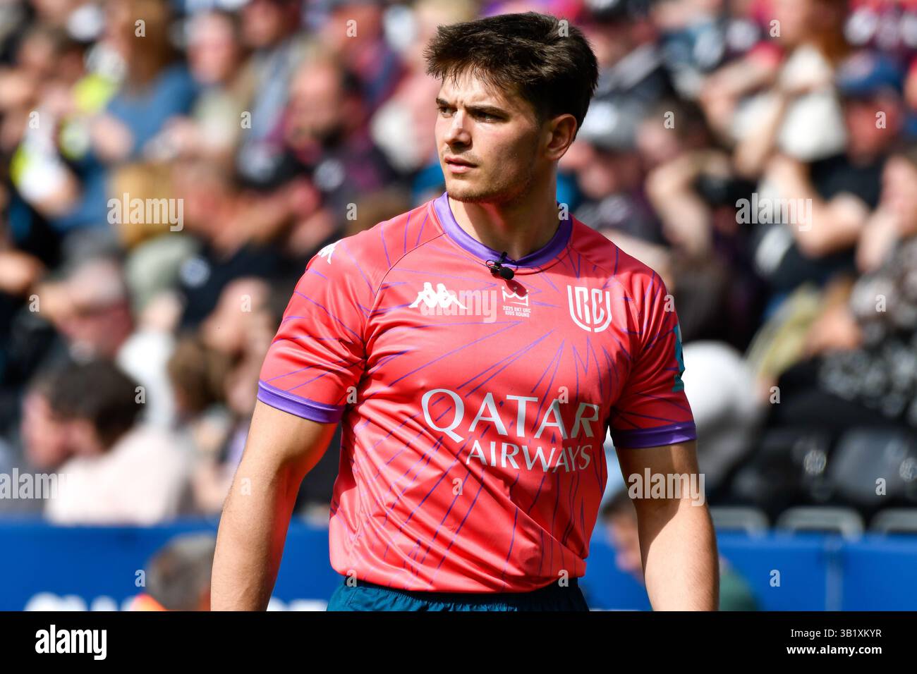 Swansea, Wales. 26 April 2025. Assistant Referee Carwyn Sion during the ...