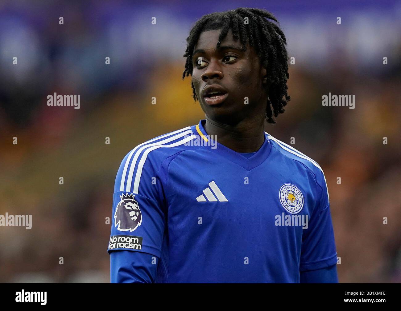 Wolverhampton, UK. 26th Apr, 2025. Jeremy Monga of Leicester City ...