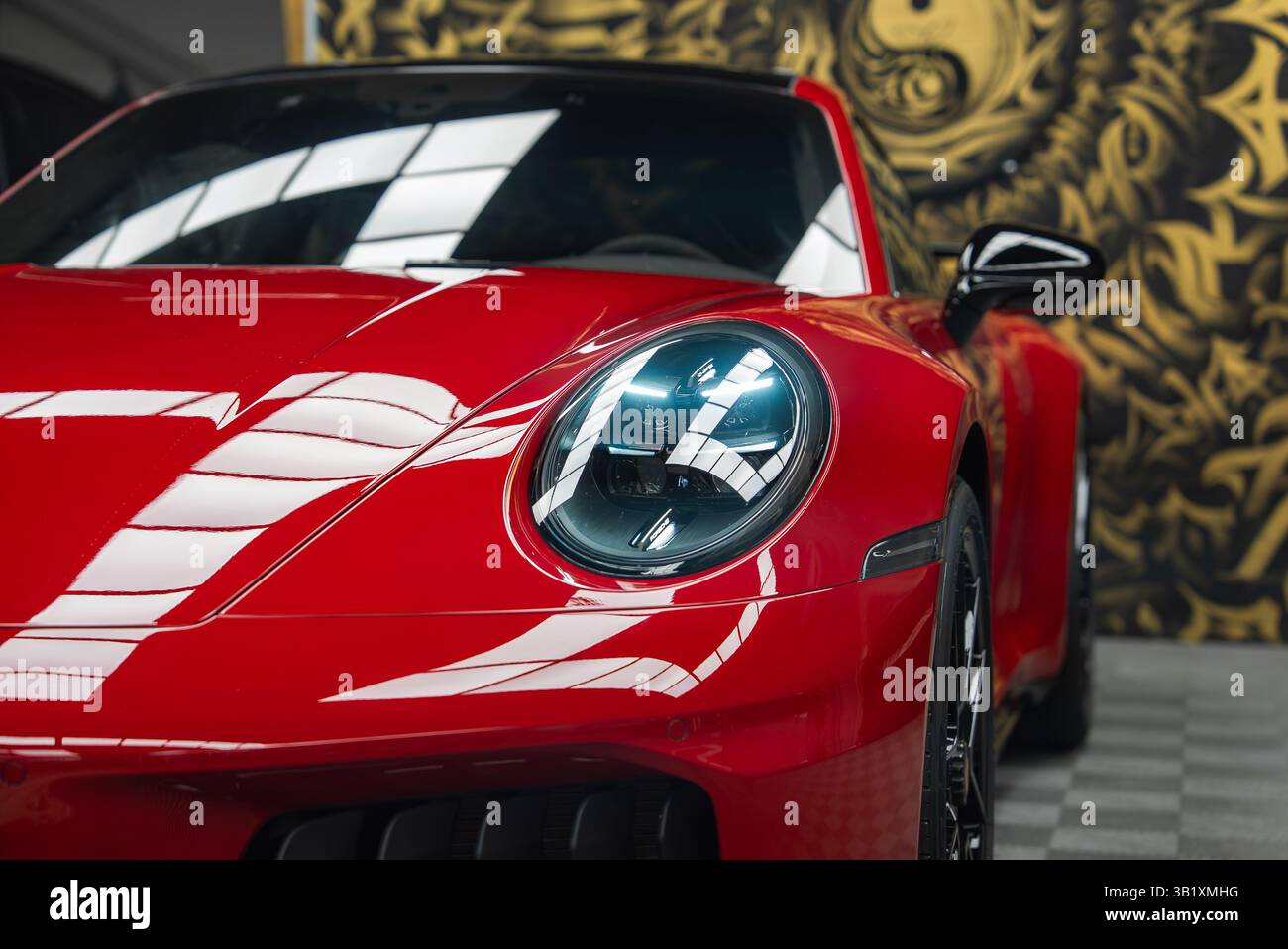 Close Up of 2025 Porsche 911 GT3 922 Front End with Artistic Mural ...