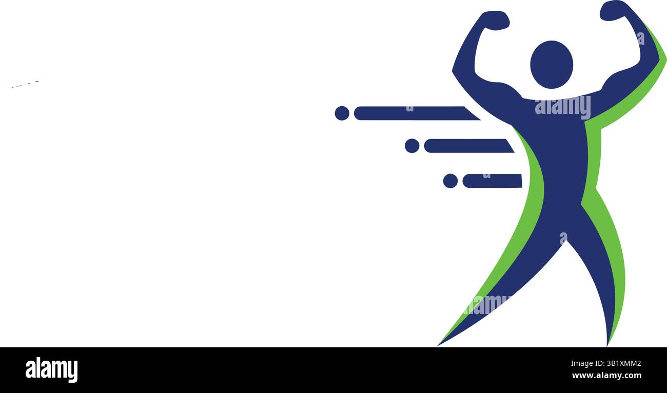 Fitness Logo with Flexing Figure and Speed Accents Stock Vector Image ...