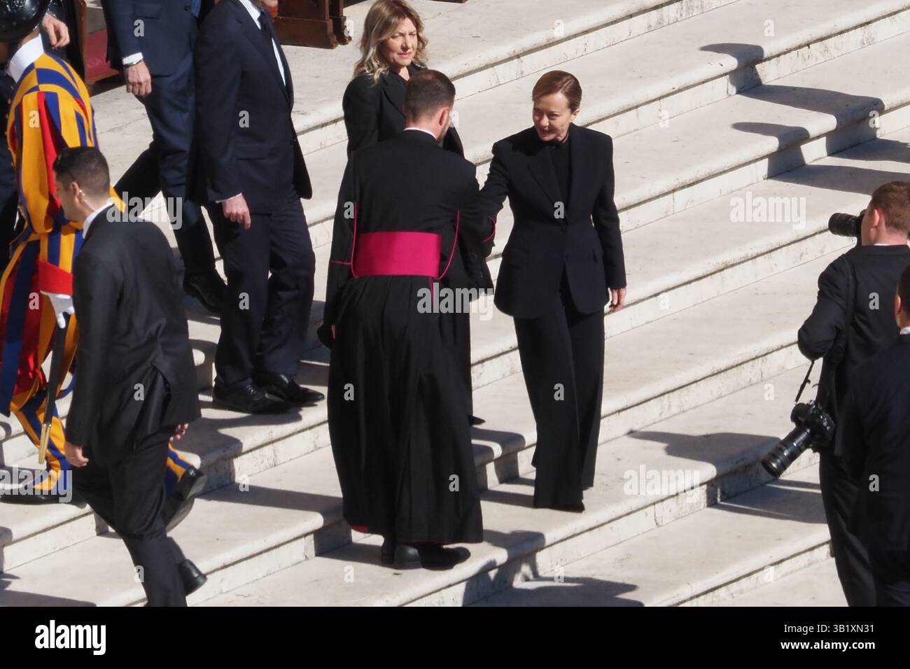 Roma, Italy. 26th Apr, 2025. Giorgia Meloni attends Pope Francis ...