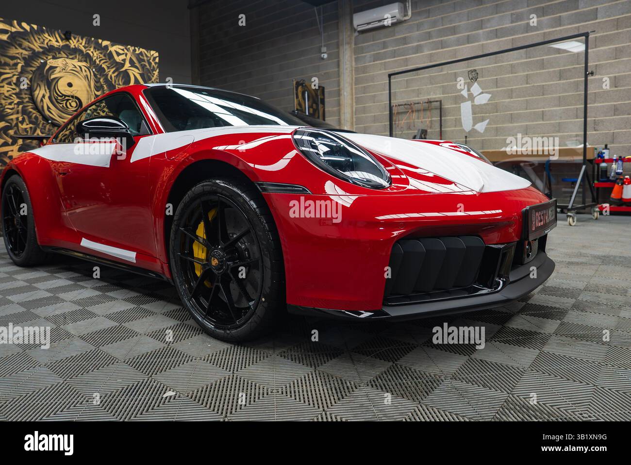 2025 Porsche 911 GT3 in Red and White in Automotive Workspace Stock ...