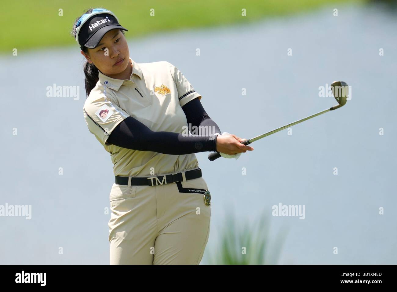 Chanettee Wannasaen, of Thailand, chips to the 17th green during the third round of the Chevron ...