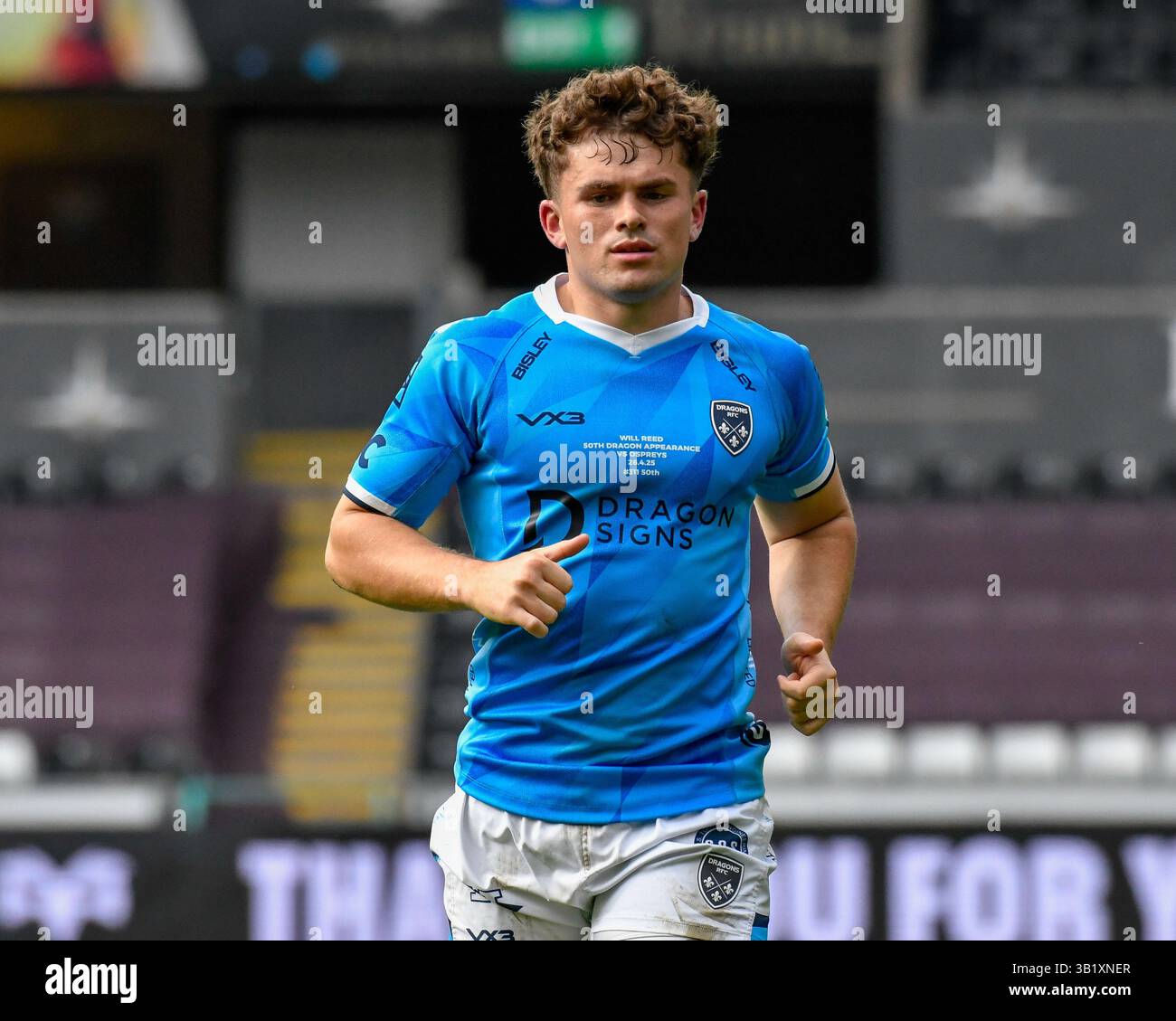 Swansea, Wales. 26 April 2025. Will Reed of Dragons RFC after the ...