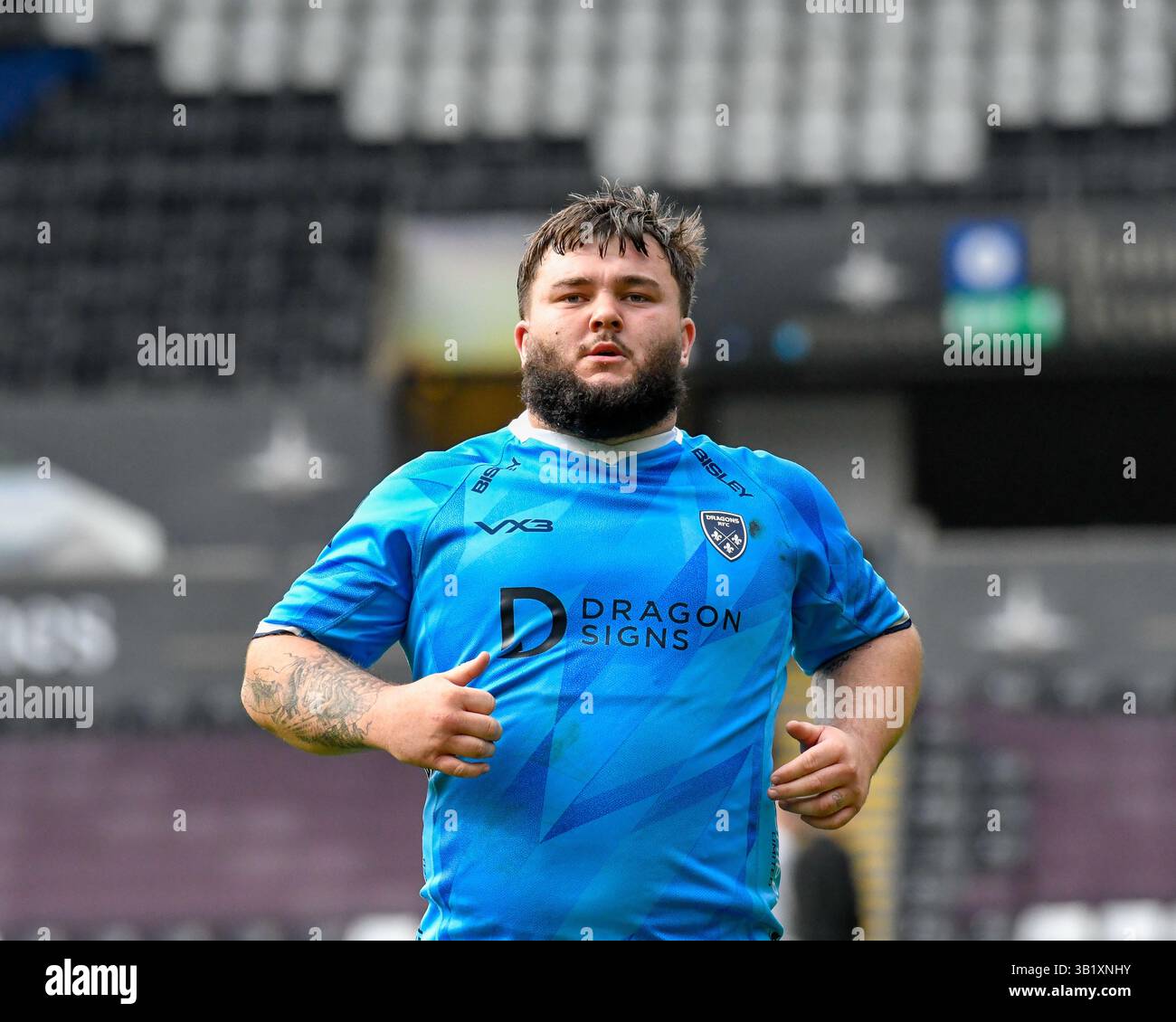Swansea, Wales. 26 April 2025. Nathan Evans of Dragons RFC after the ...