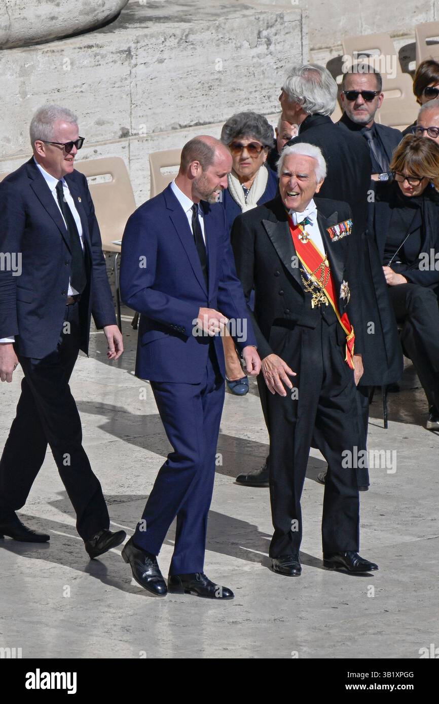 VATICAN CITY, VATICAN - APRIL 26: France's President Emmanuel Macron (R ...