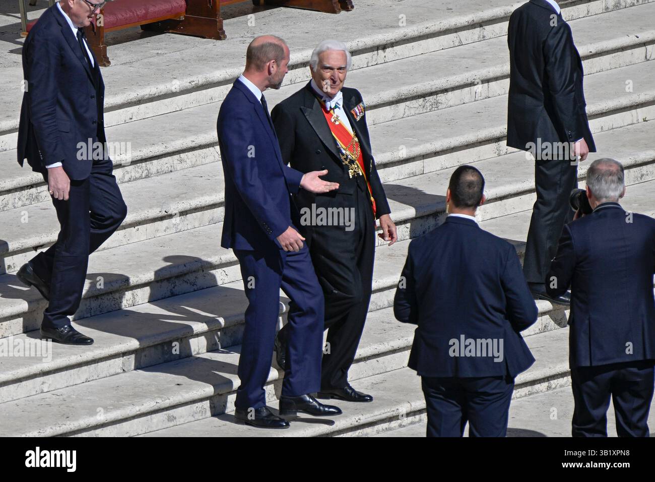 VATICAN CITY, VATICAN - APRIL 26:France's President Emmanuel Macron (R ...