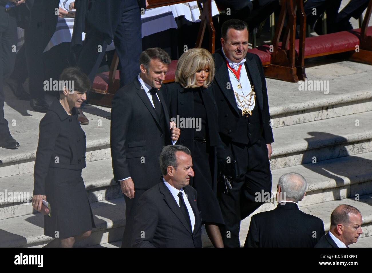 VATICAN CITY, VATICAN - APRIL 26:France's President Emmanuel Macron (R ...