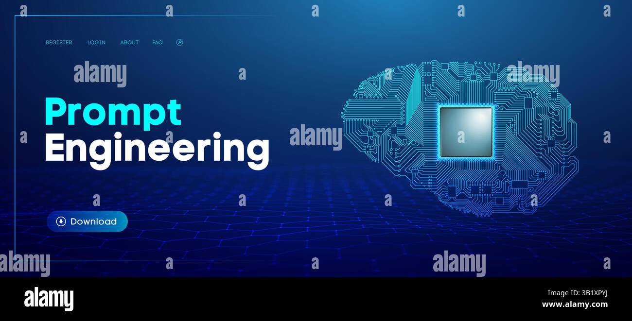 Prompt Engineering, AI and Data Visualization. Circuit brain artificial intelligence Stock ...