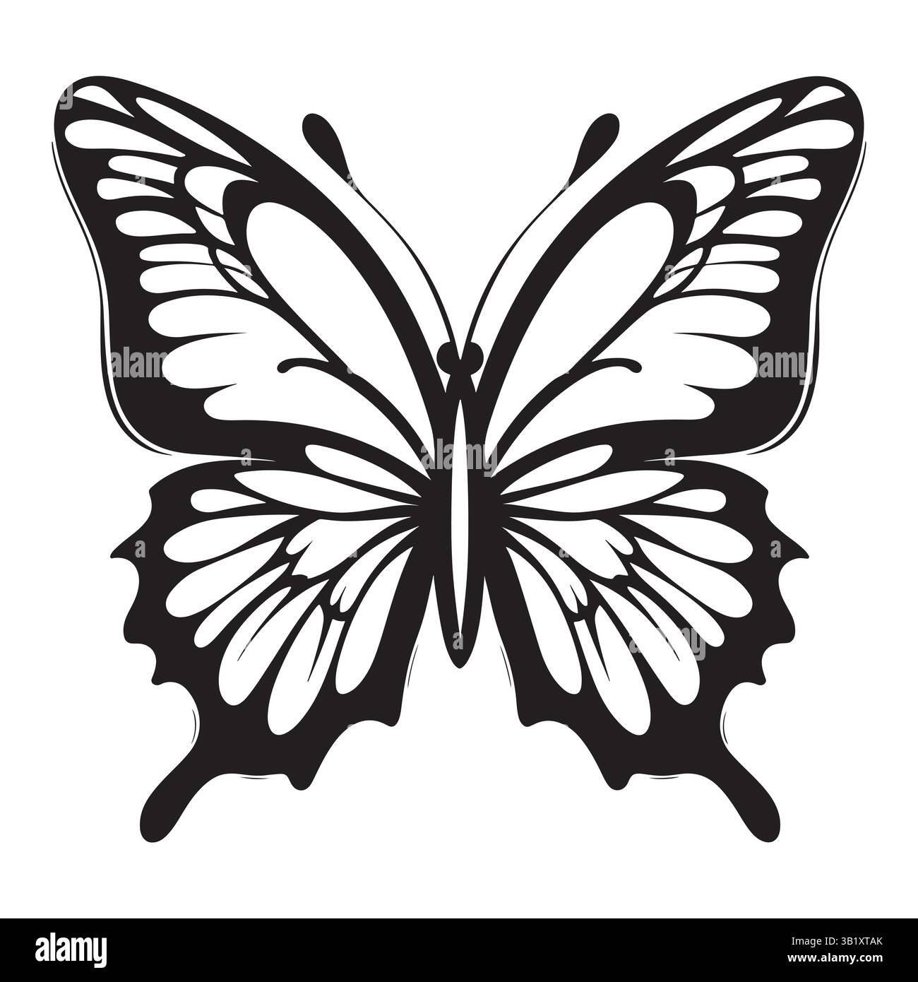 Elegant Tribal Butterfly Tattoo Design in Black Vector Stock Vector ...