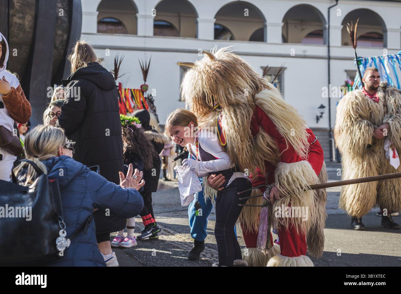 A kurent without his mask on carnival in Slovenia. It's a traditional ...