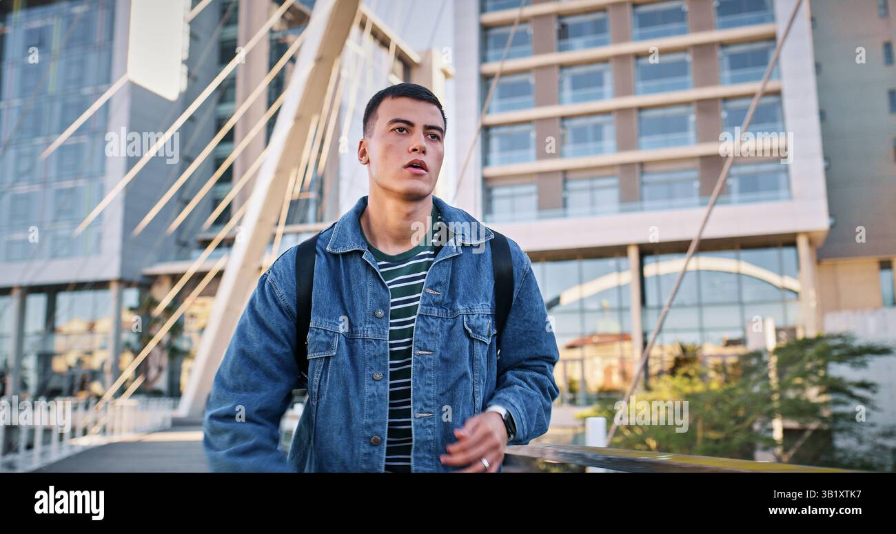 Student, education and walking with man on campus for learning, future ...