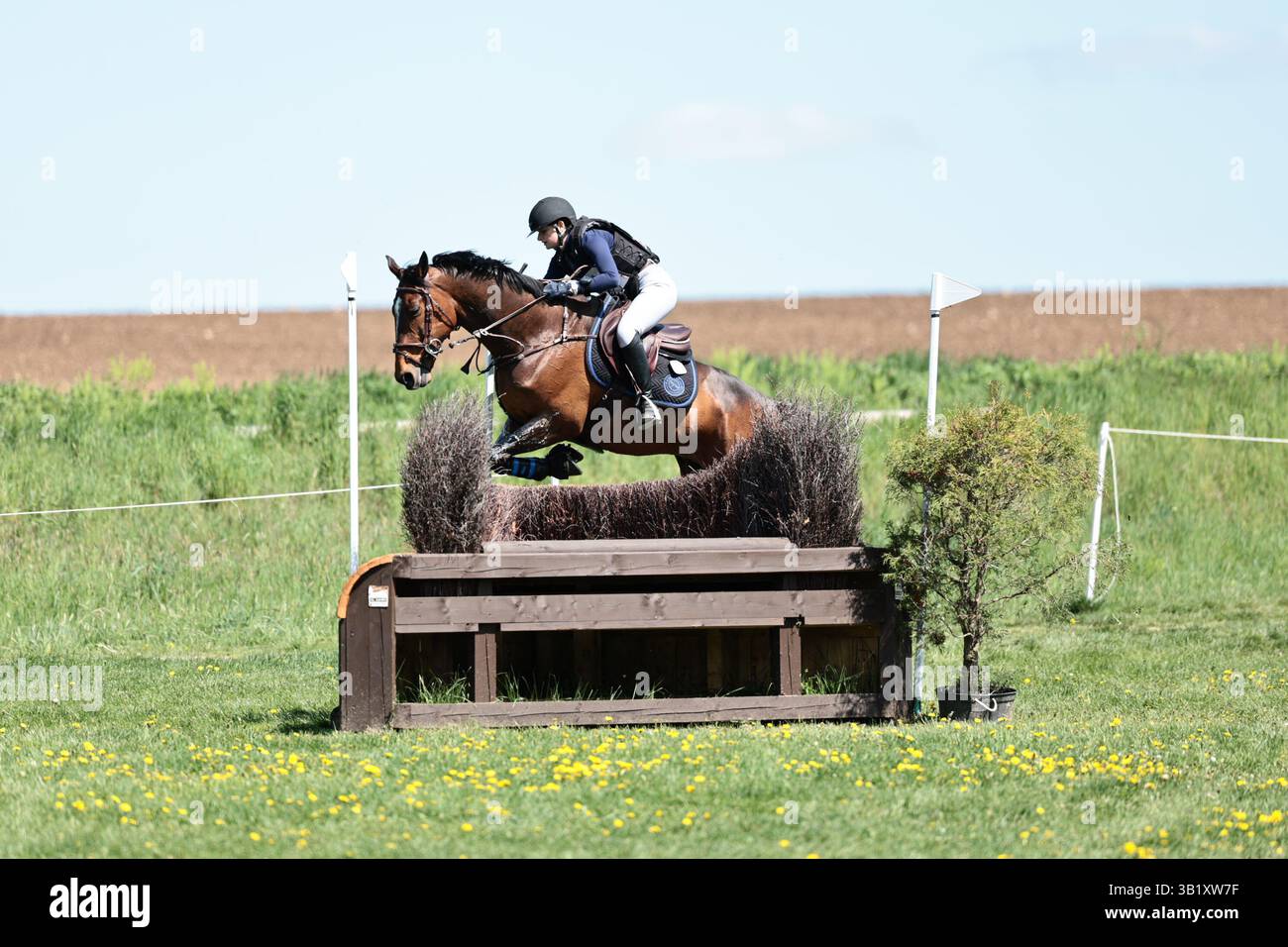 Verane Nicaud of France with Baron d'Etat during the CCI4*-S cross ...