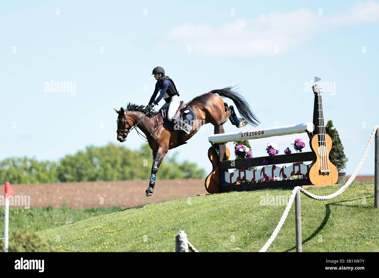 Verane Nicaud of France with Baron d'Etat during the CCI4*-S cross ...