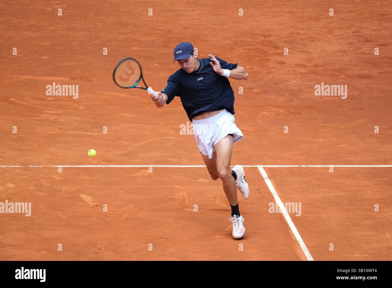 Alex de Minaur of Australia in action against Lorenzo Sonego the Mutua ...