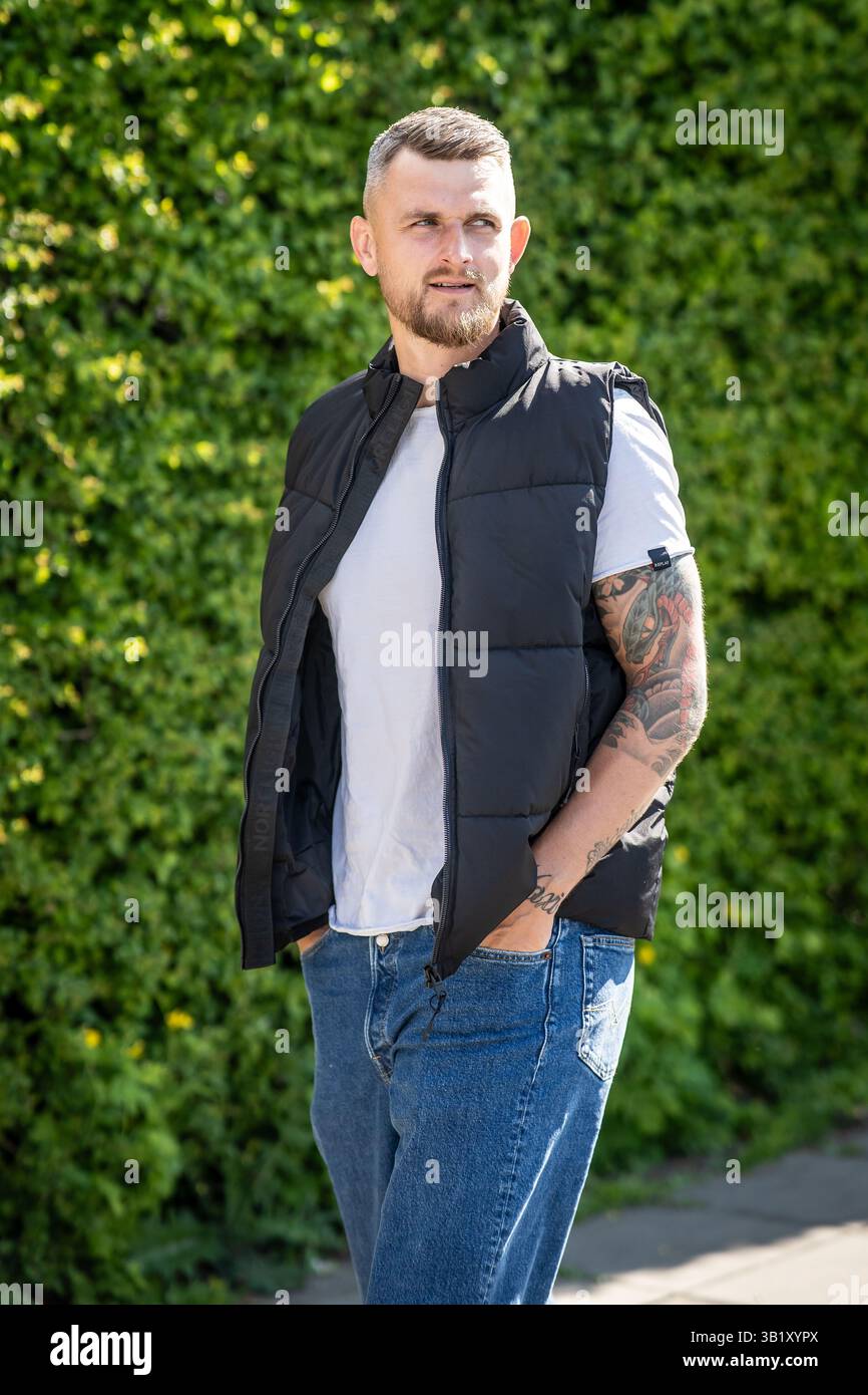 Odense, Denmark. , . Goalkeeper Martin Hansen of Odense BK arrives at ...