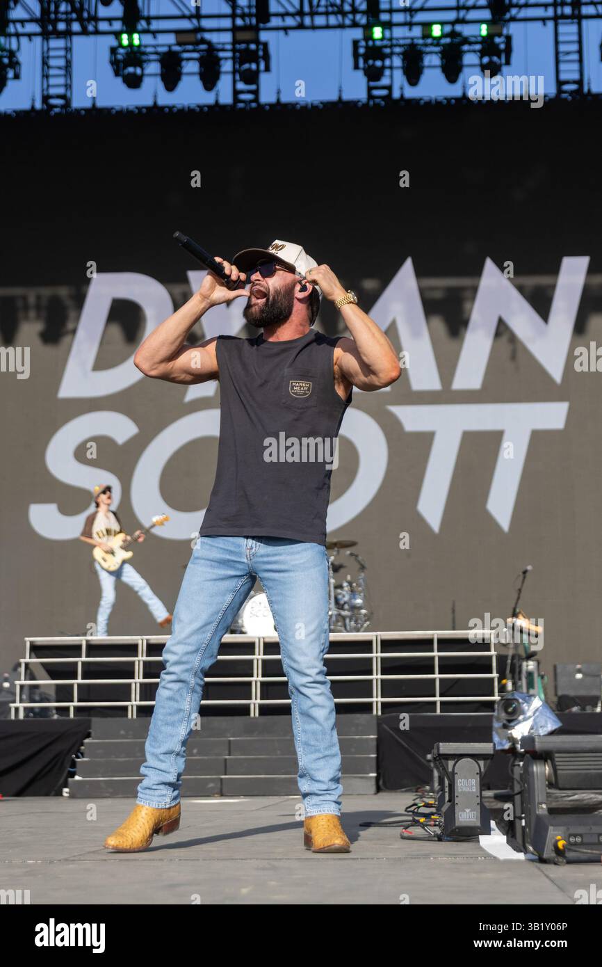 Indio, USA. 25th Apr, 2025. Dylan Scott during the Stagecoach Music ...