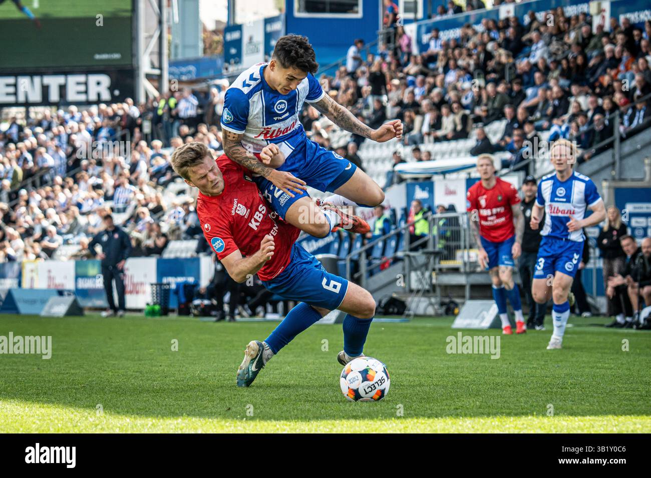Odense, Denmark. , . Nicholas Mickelson (2) of Odense BK and Jonas ...
