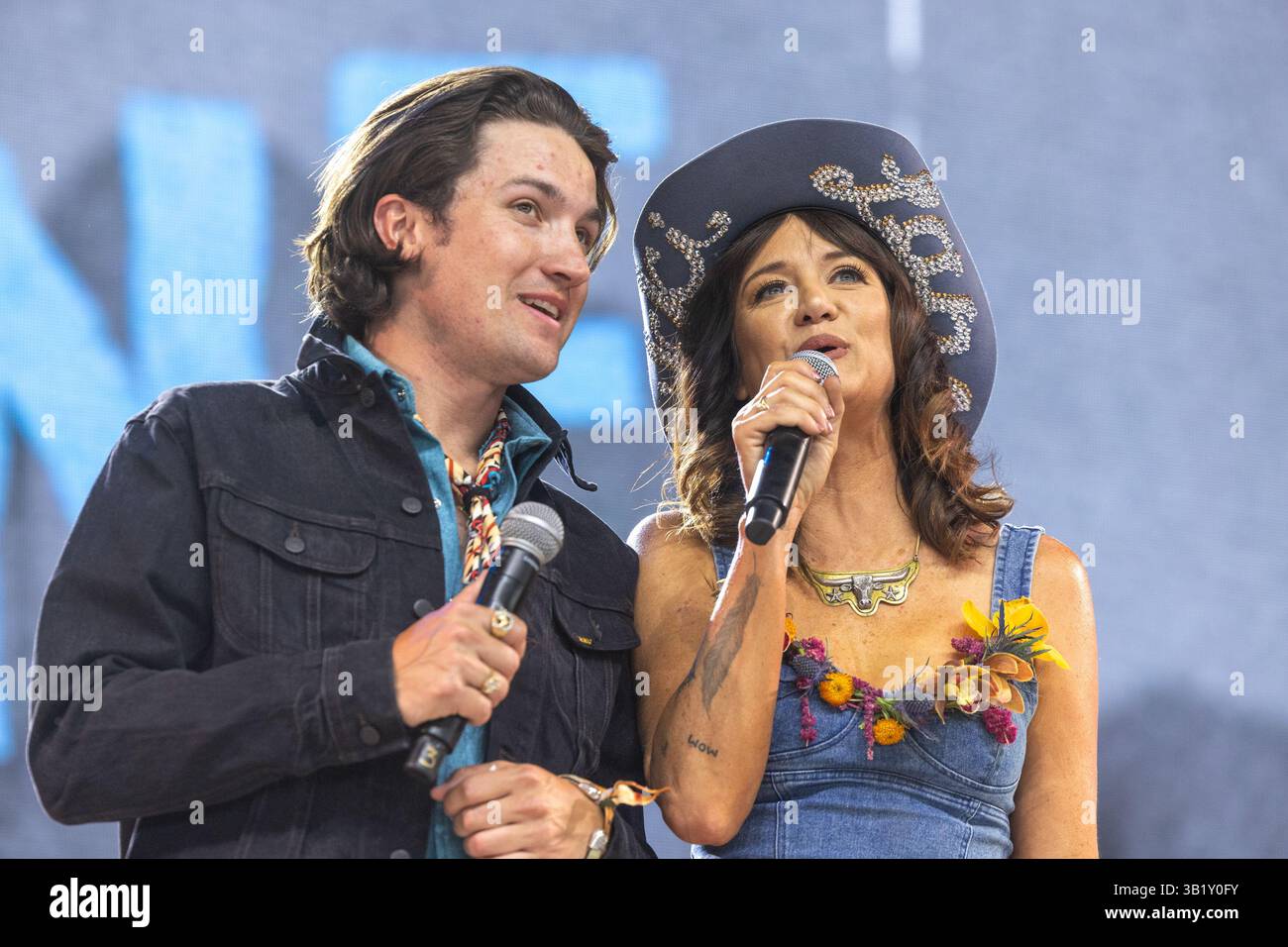 Indio, USA. 25th Apr, 2025. Drake Milligan performs with Nikki Lane ...