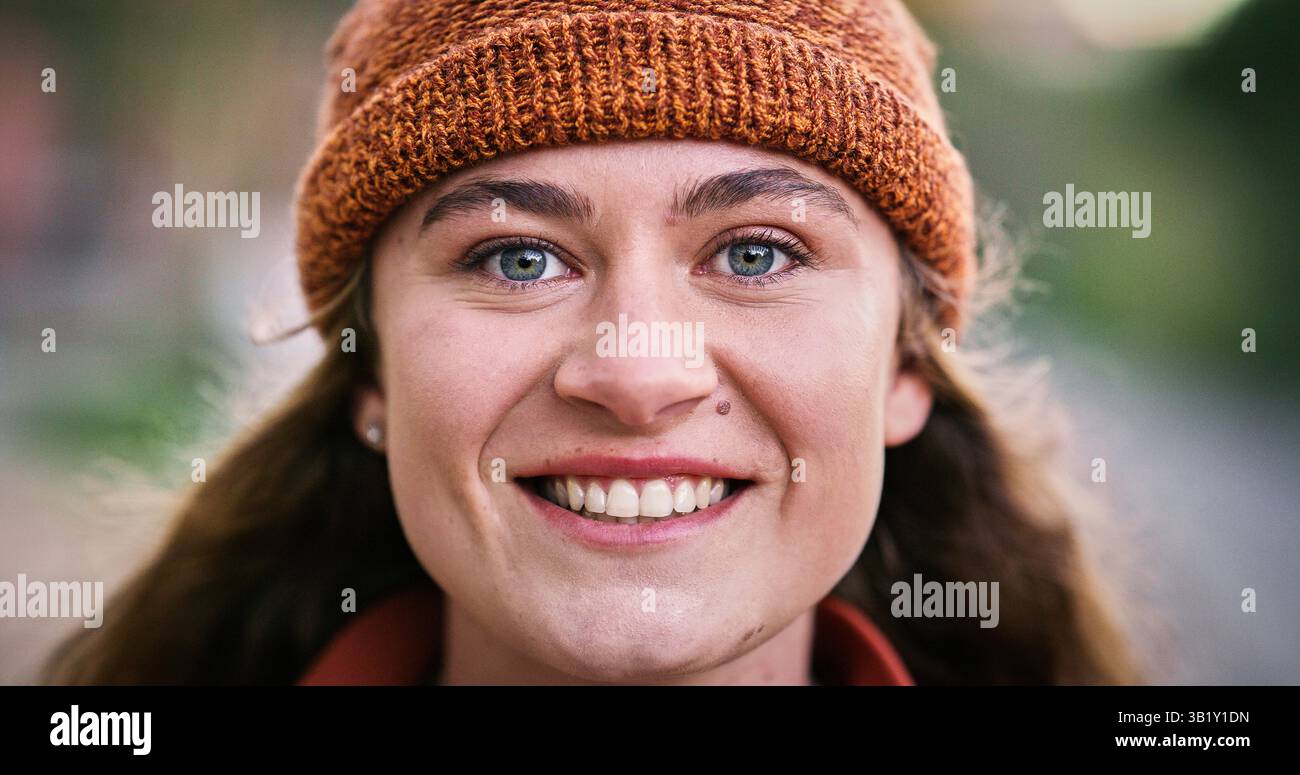 Woman, student and outdoor for portrait with smile, academic opportunity and scholarship. Girl ...