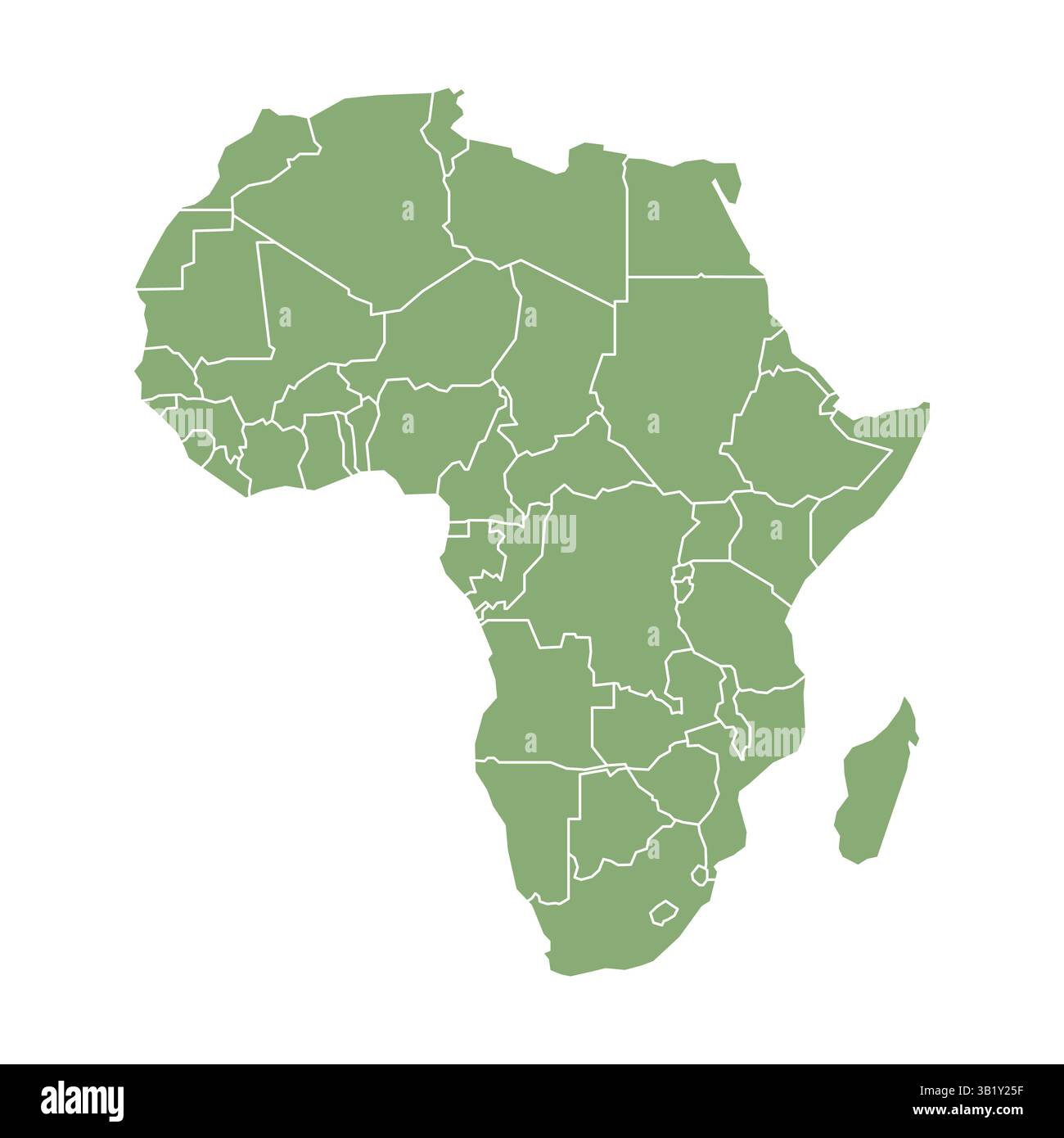 Silhouette and color green Africa vector map illustration high detailed ...