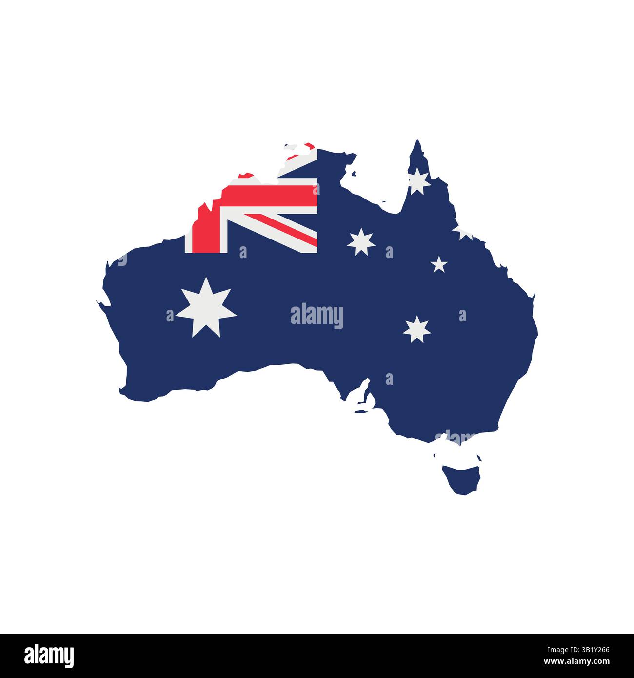 Vector illustration of Australia map overlaid with the national flag ...