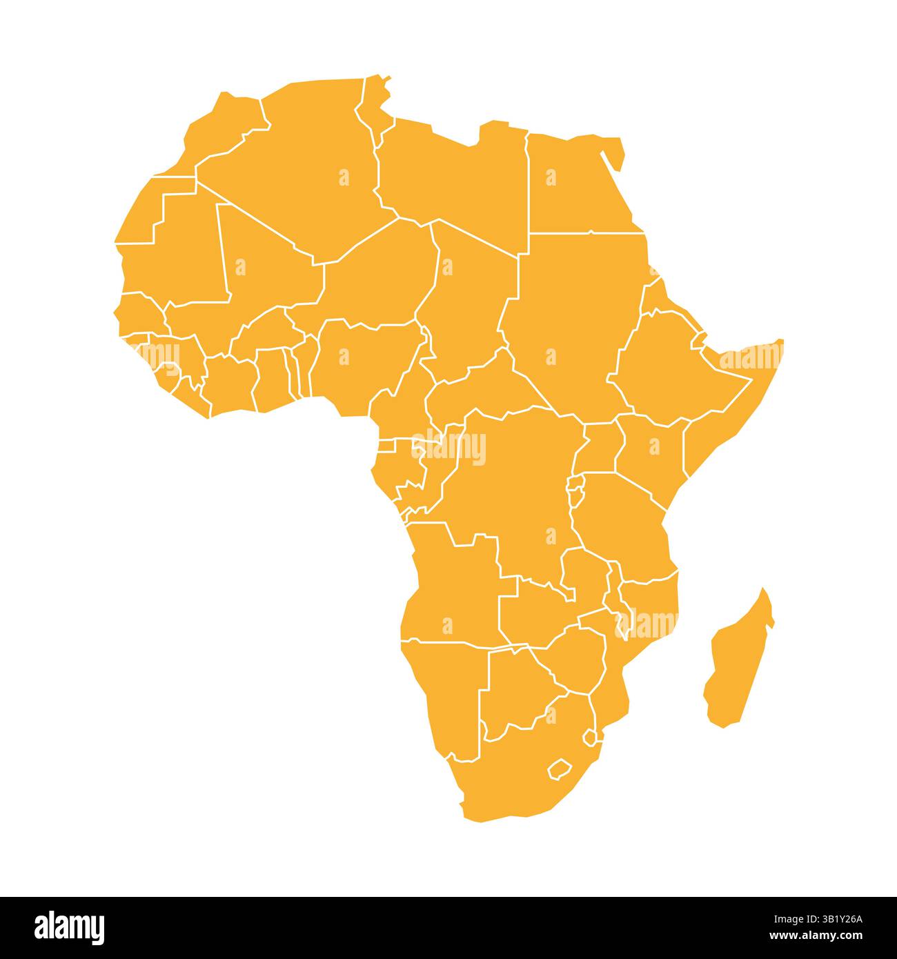 Silhouette and color orange Africa vector map illustration high ...