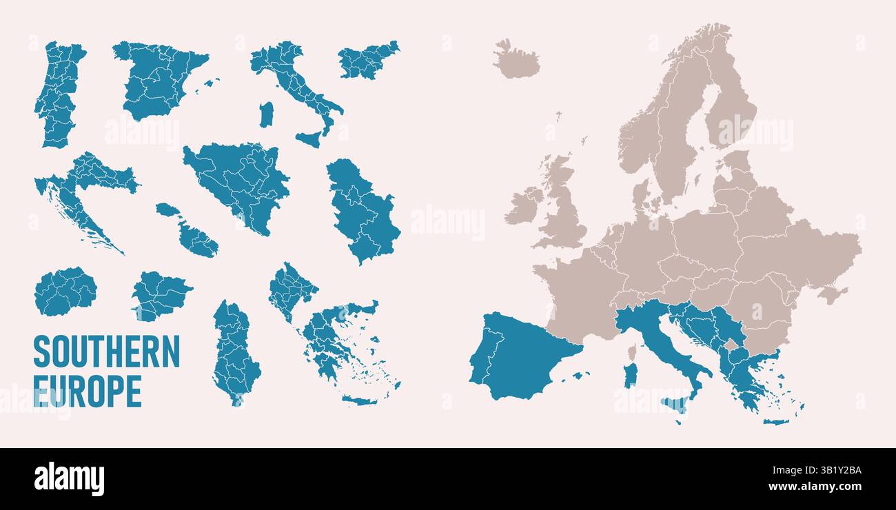 Southern Europe map featuring Italy Portugal Spain Croatia Greece and ...