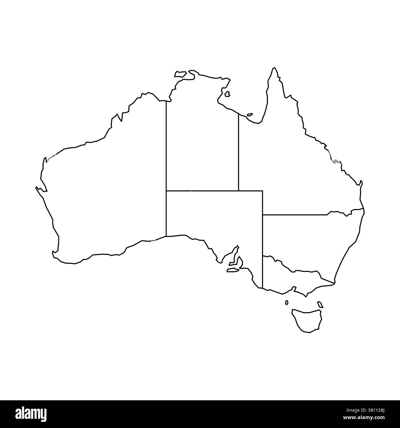 Blind map of Australia divided into states and territories. White flat ...