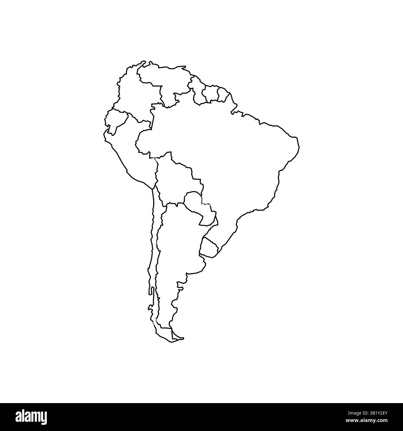South America isolated map on white background with state. Vector ...