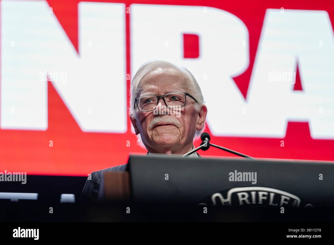 Atlanta, USA. 26th Apr, 2025. NRA President Bob Barr speaks at the ...