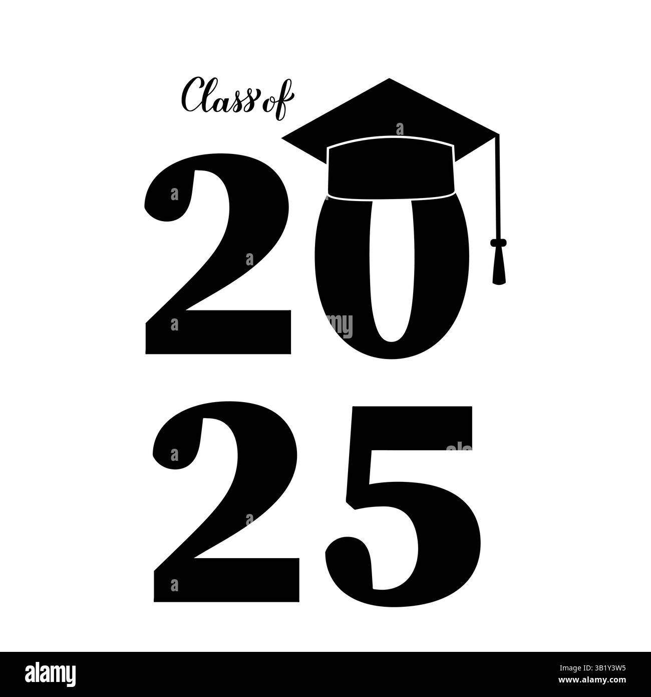 Class of 2025 lettering with graduation cap isolated on white ...