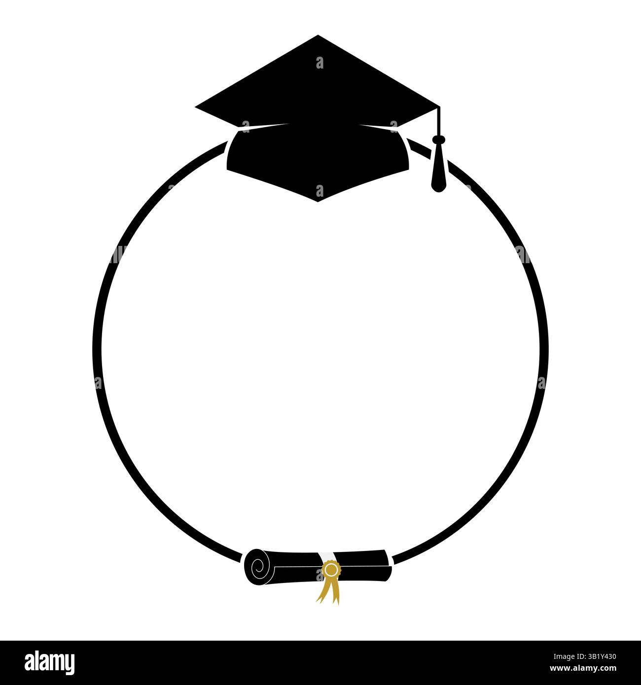 Graduation round frame template isolated on white. Vector border with ...