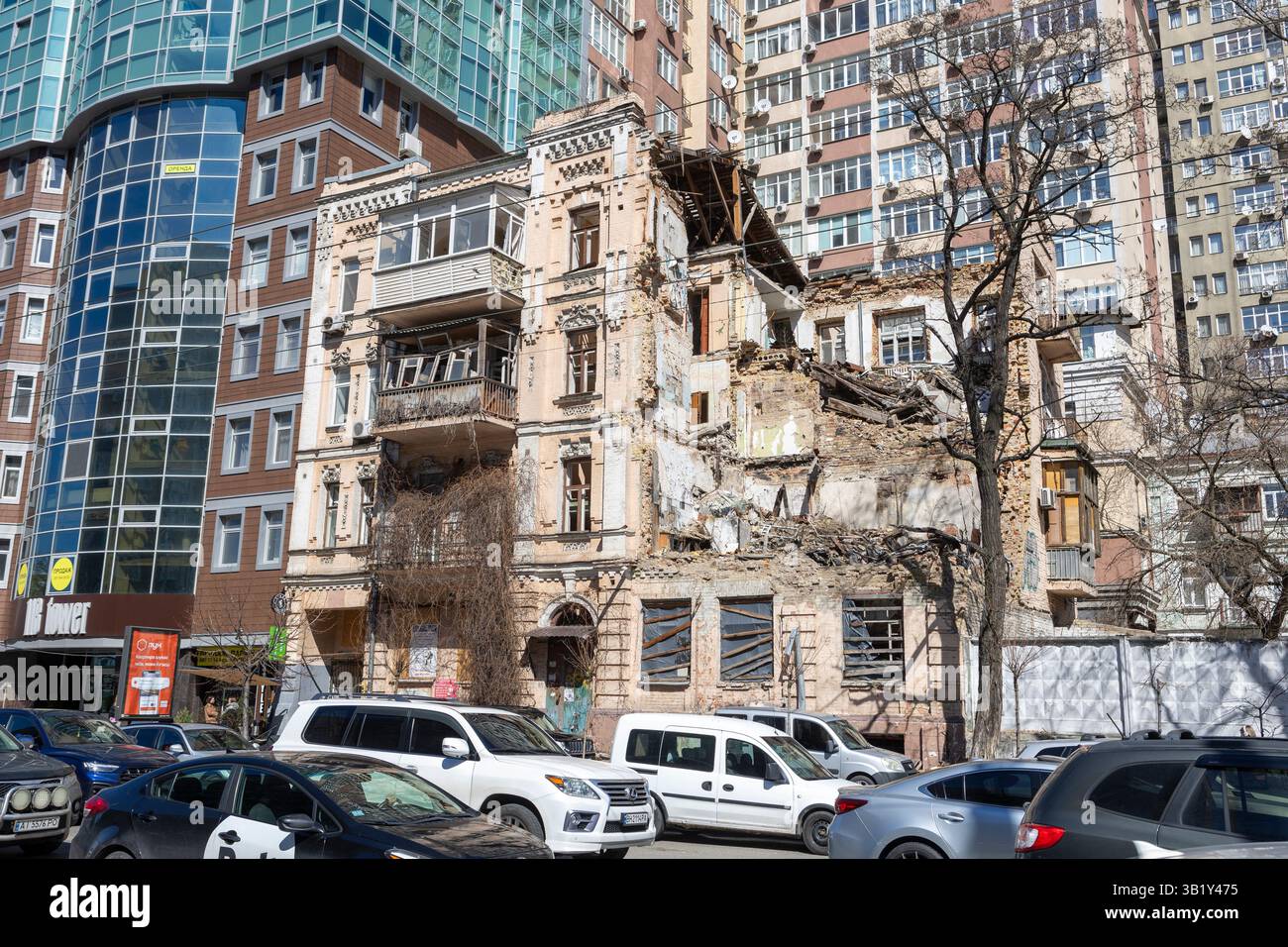 April 11, 2025, Kyiv, Ukraine: Residential building destroyed by drone ...