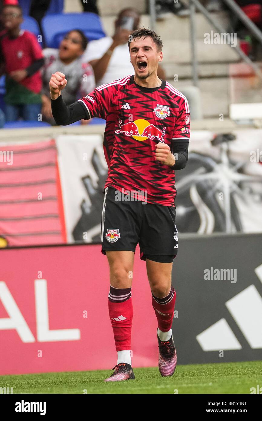 New York Red Bulls defender Noah Eile celebrates after a goal against ...