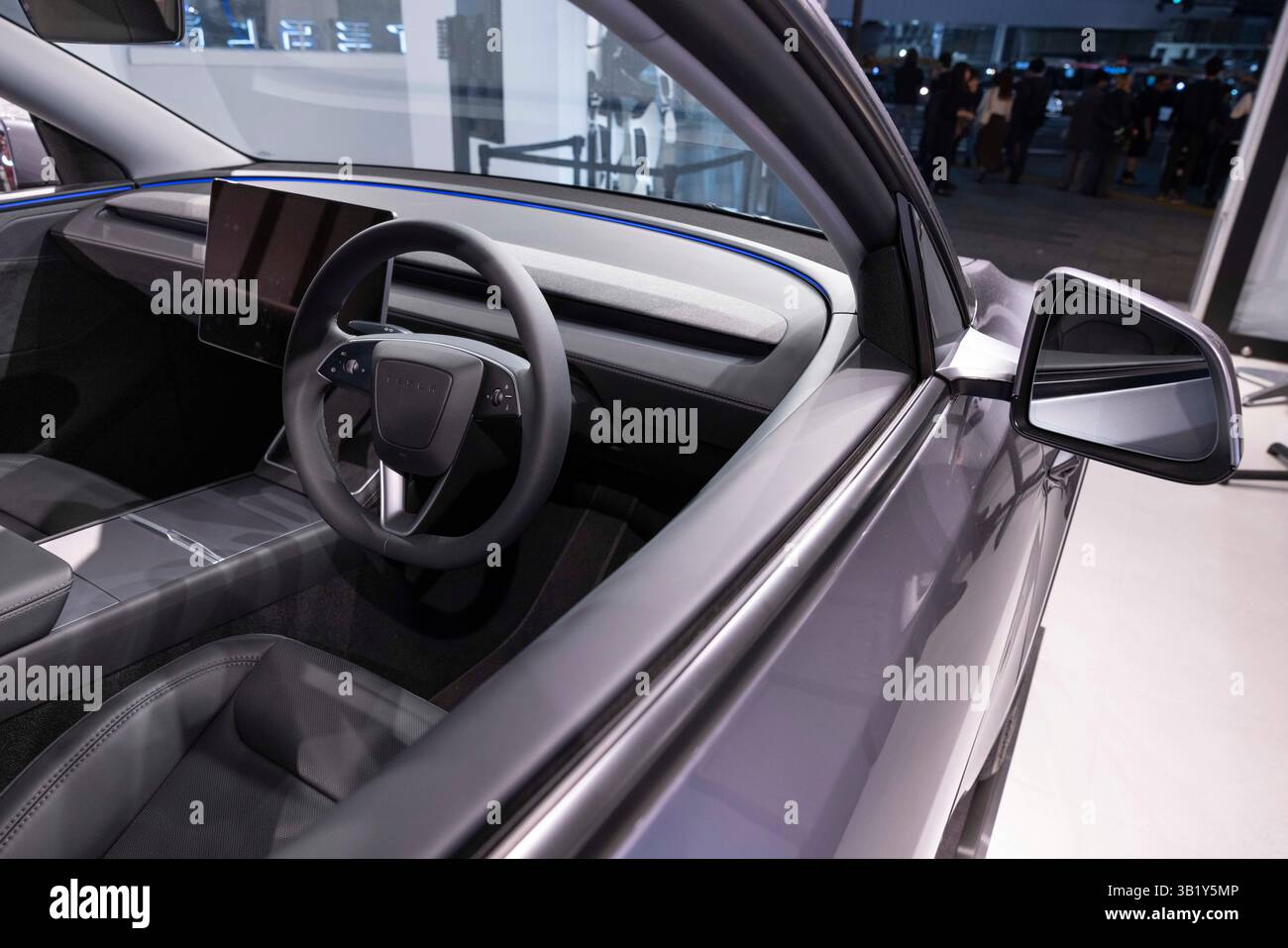Interior of a Tesla model Y on display inside the Tesla pop-up store ...