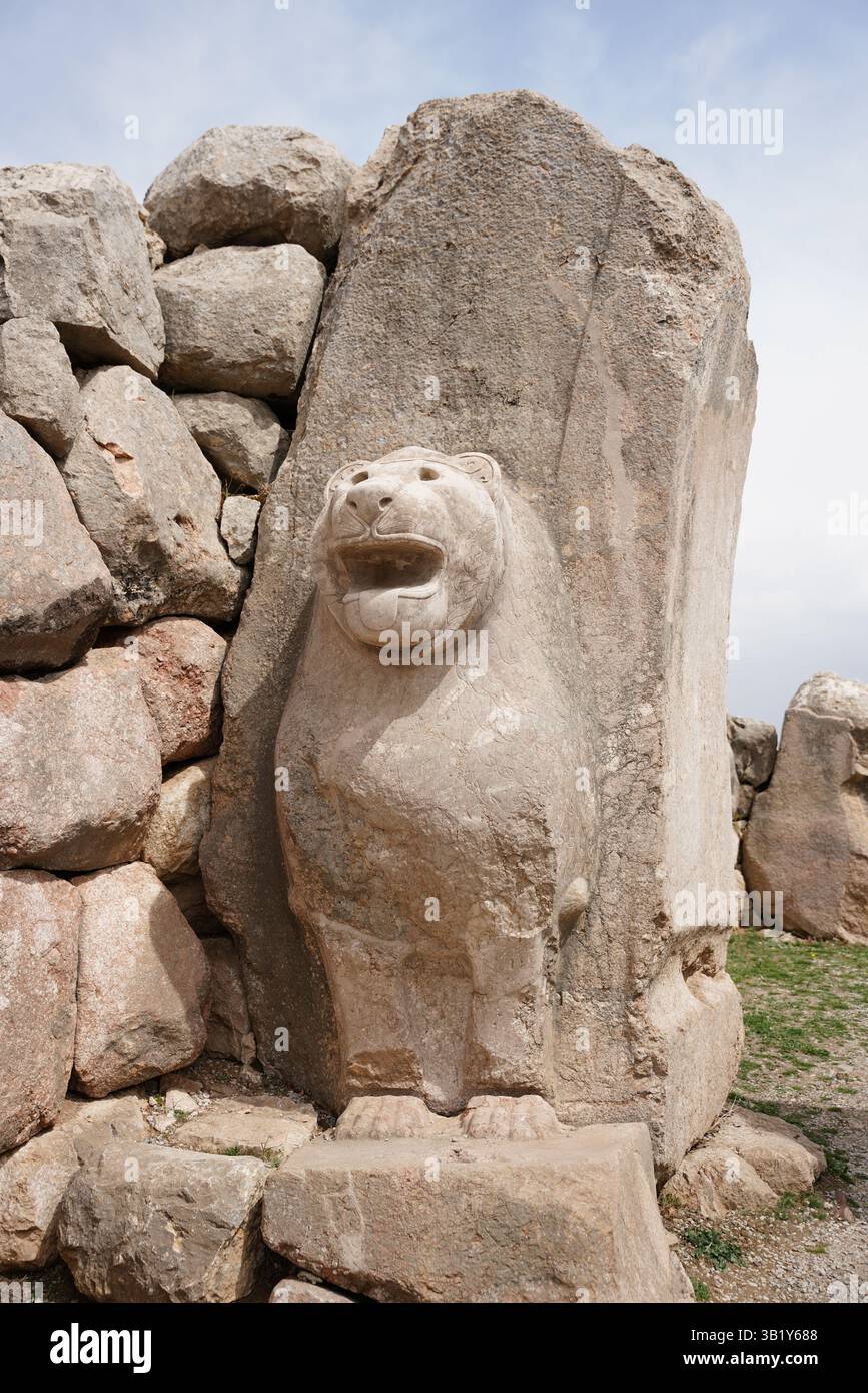 Lion Gate in Hattusa Ancient City in Corum City, Turkiye Stock Photo ...