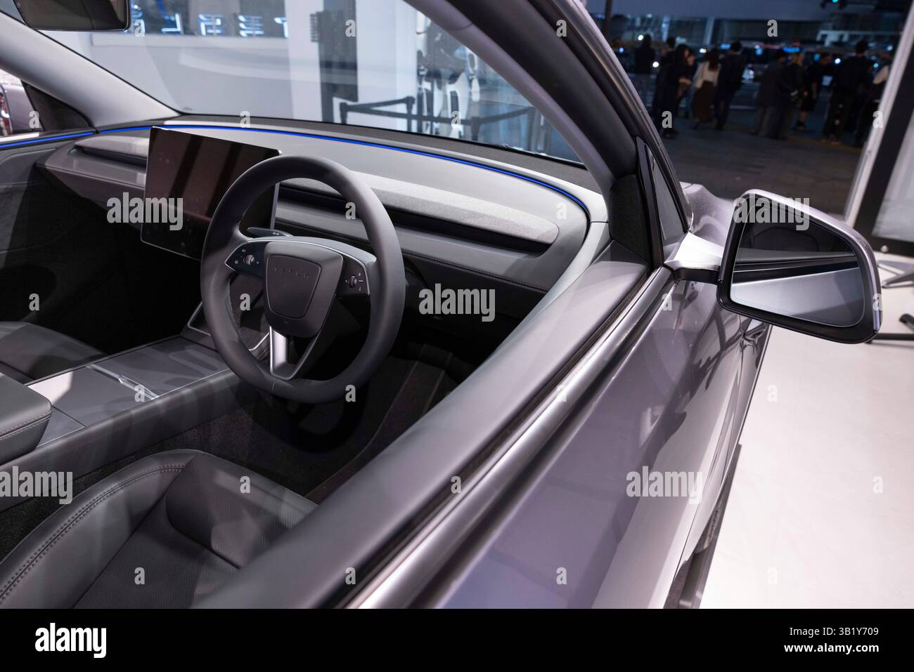 Japan. 25th Apr, 2025. Interior of a Tesla model Y on display inside ...