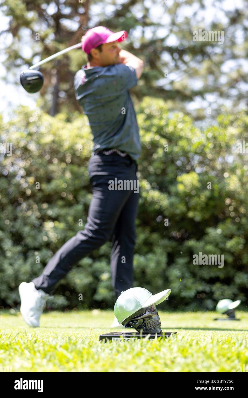 Peter Uihlein of RangeGoats GC hits his shot from the fifth tee during ...