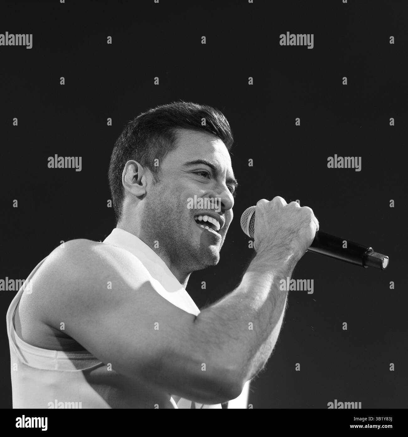 Mexican singer Carlos Rivera performs during a concert at the Movistar Arena in Madrid on March ...