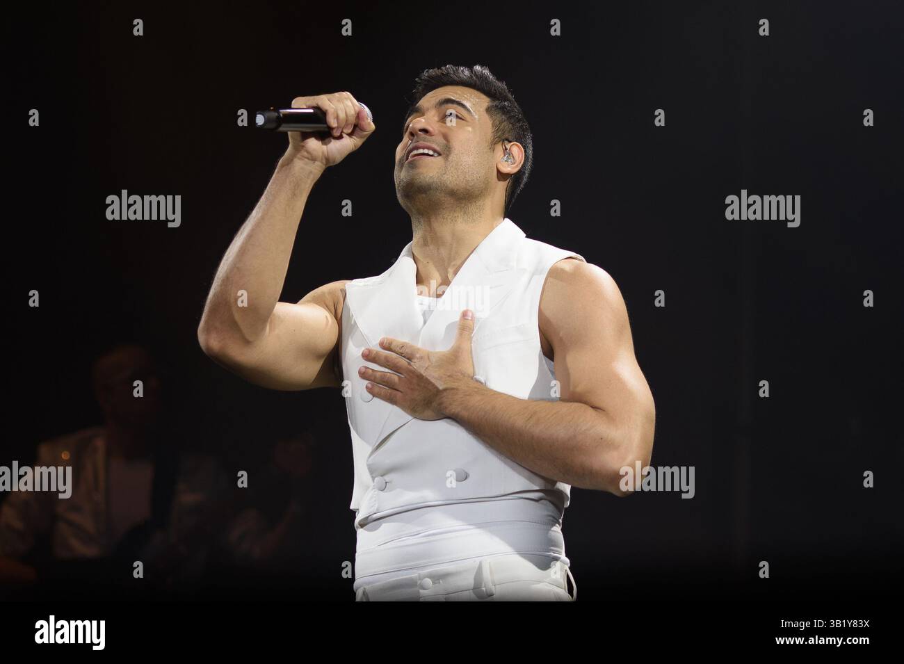 Mexican singer Carlos Rivera performs during a concert at the Movistar Arena in Madrid on March ...