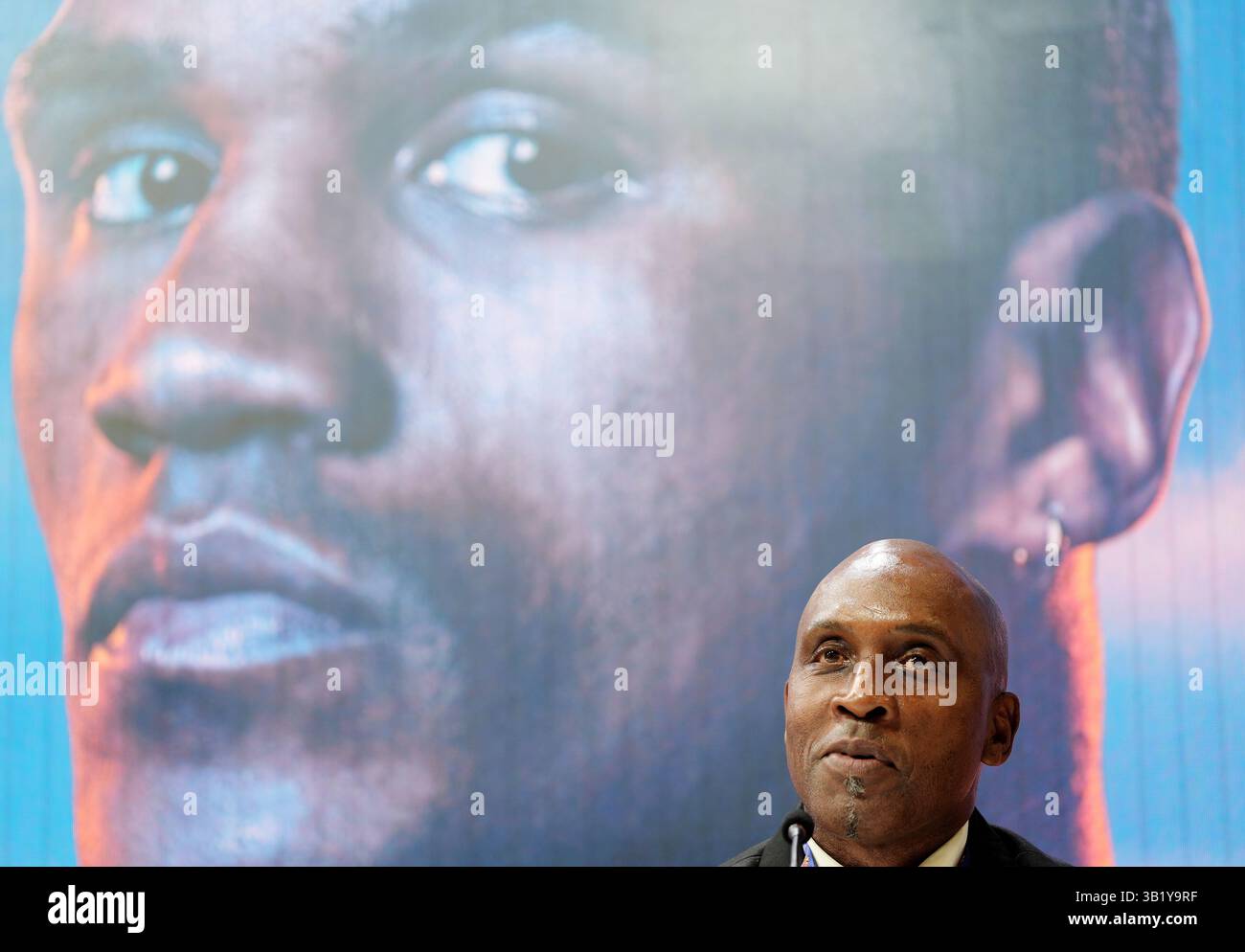Nigel Benn during a press conference after the middleweight bout ...