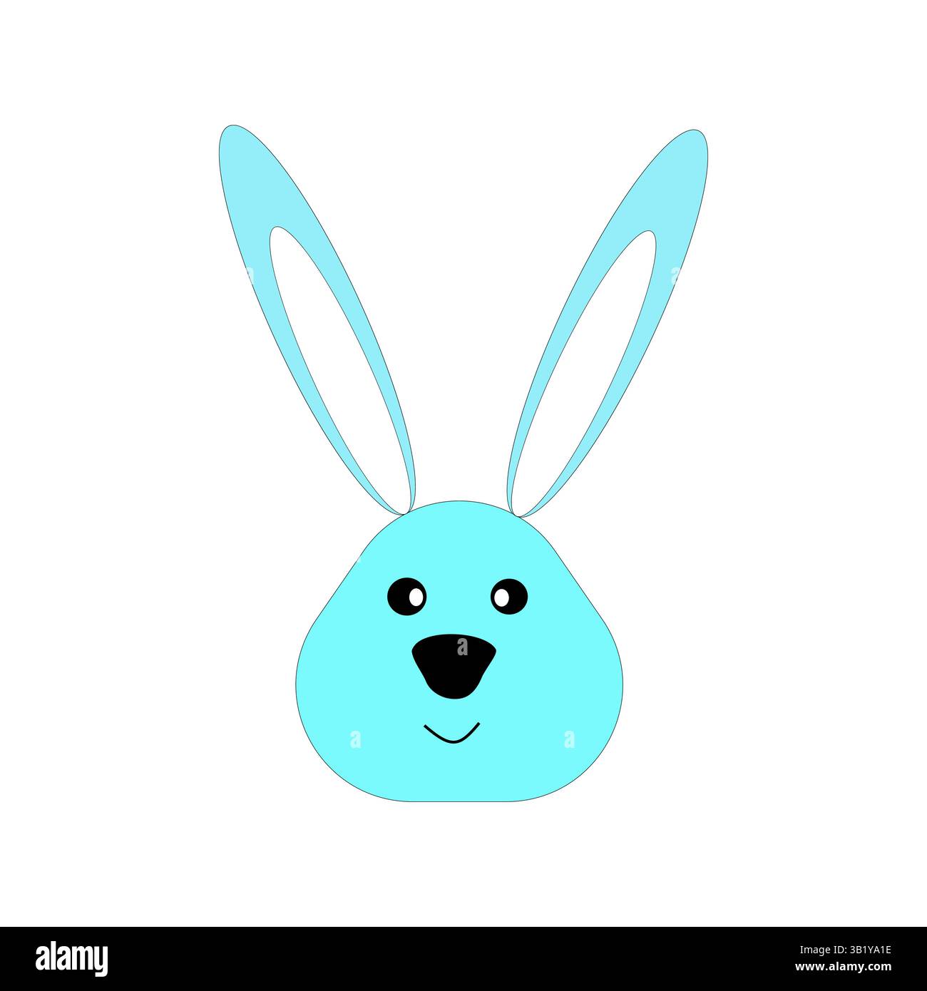 Aqua rabbit head. Cute animal vector. Smiling bunny face. Cartoon ear ...