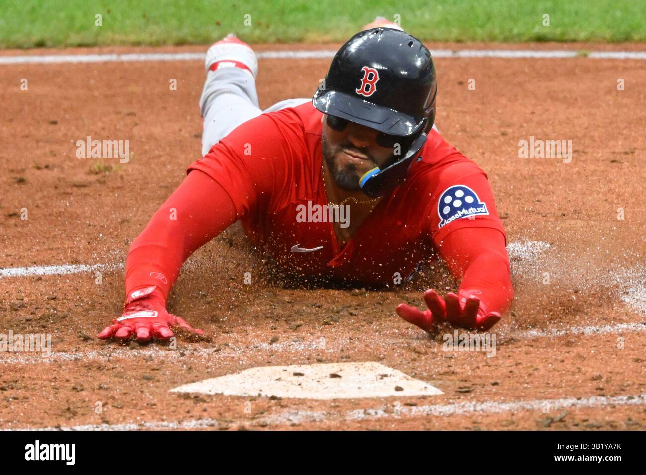 Boston Red Sox's Carlos Narvaez scores on a triple by Jarren Duran ...