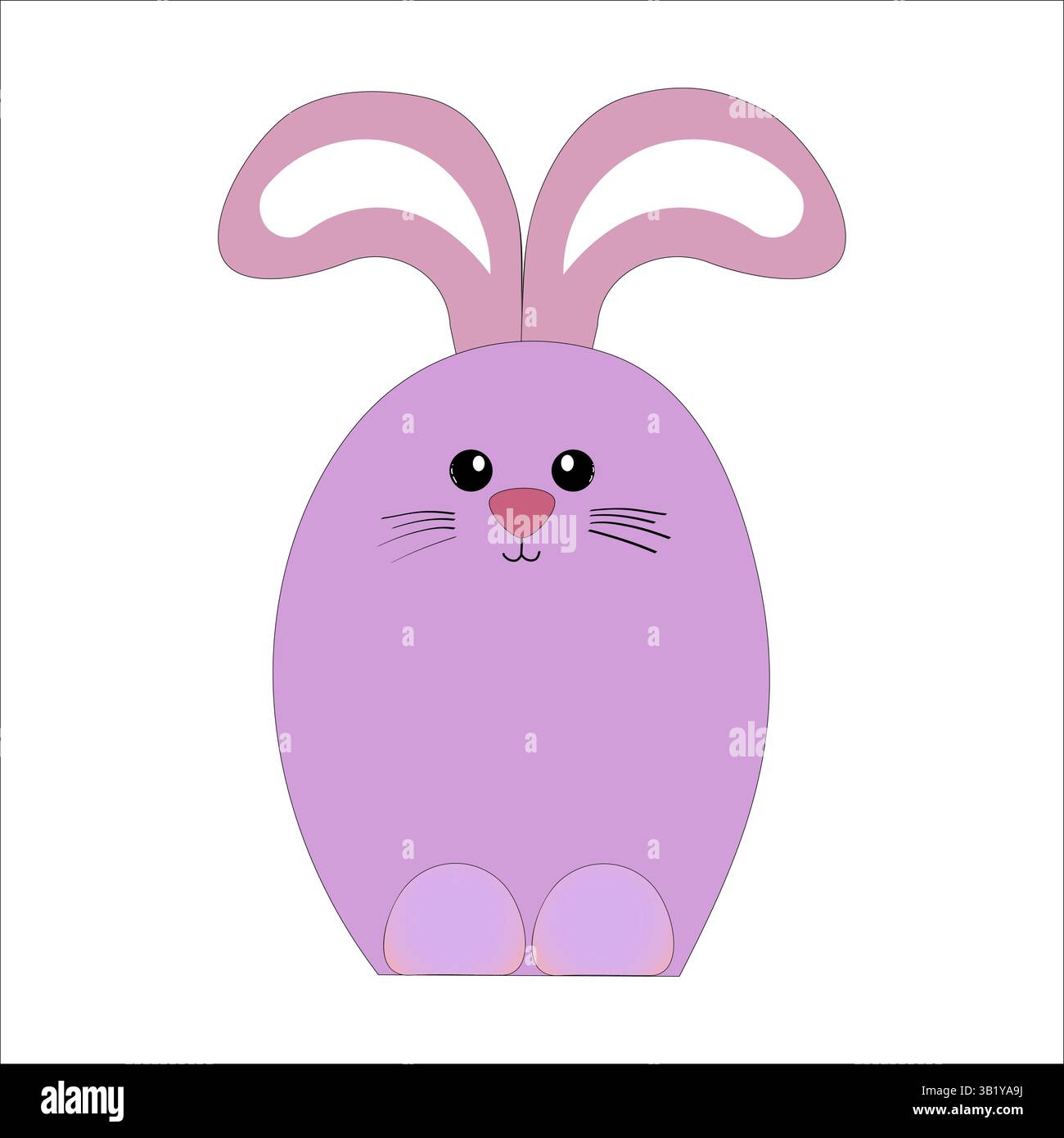 Purple bunny face. Oval rabbit figure. Cute vector animal. Cartoon ...
