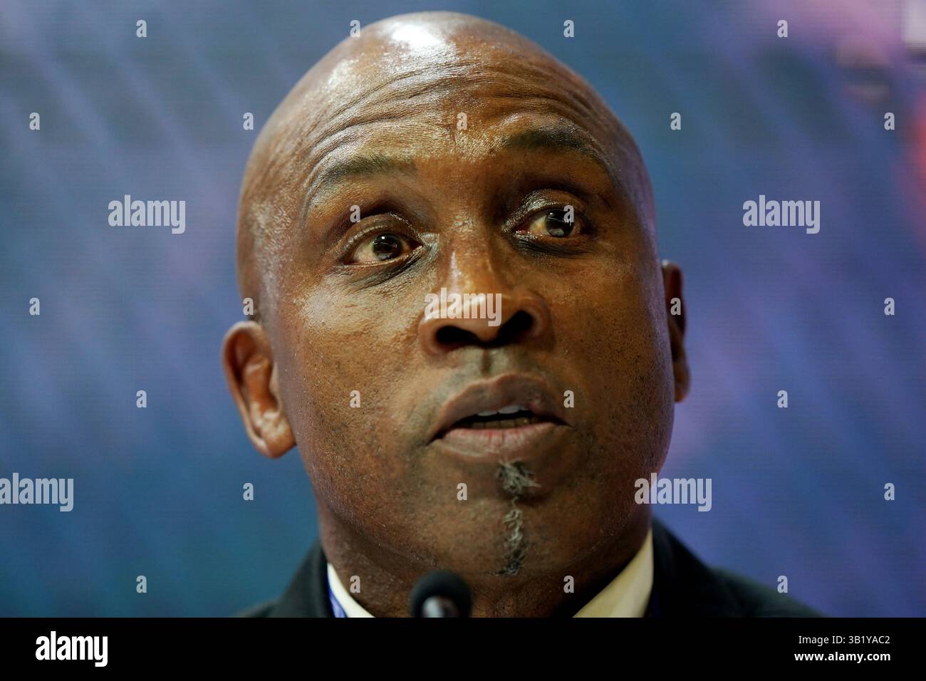 Nigel Benn during a press conference after the middleweight bout ...