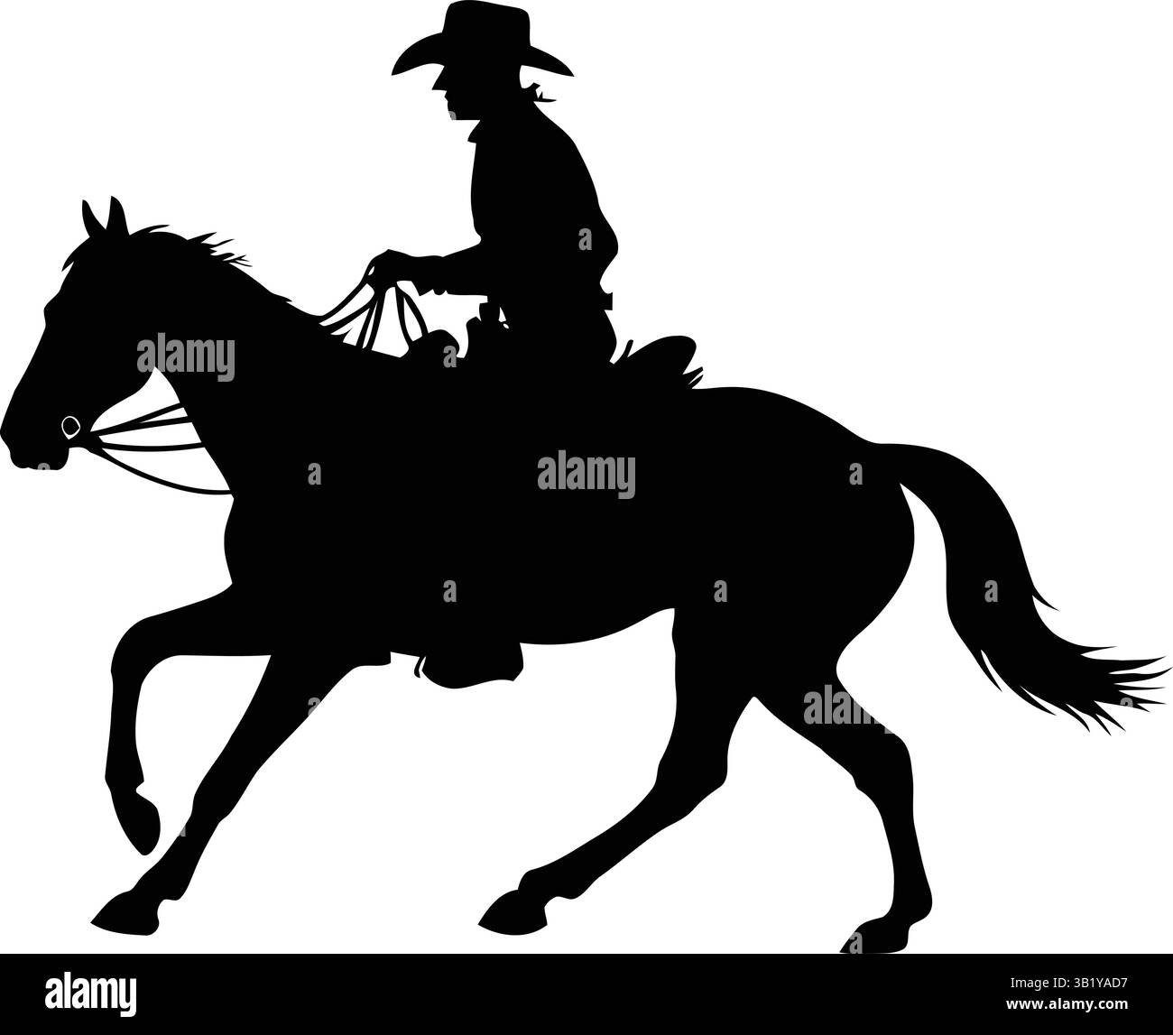 Cowboy on galloping horse Black and White Stock Photos & Images - Alamy